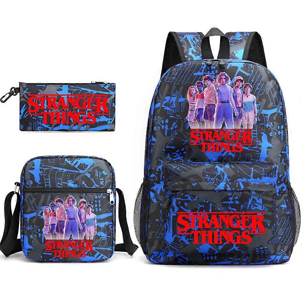 Stranger Things Backpack 3 Piece Set Student School Bag Diagonal Bag ...