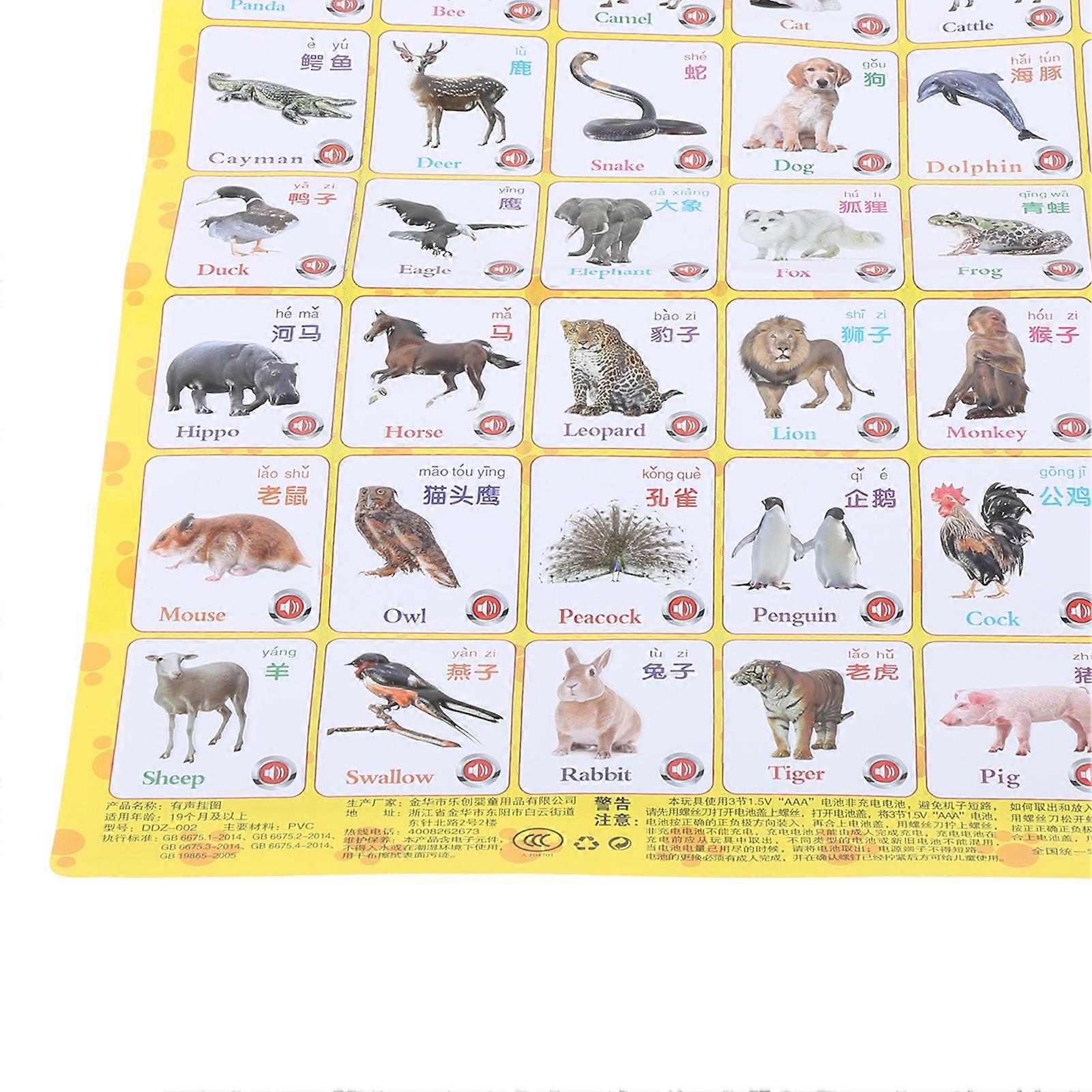 Animal Learning Bilingual Poster Wall Chart Electric Toddler Learning ...