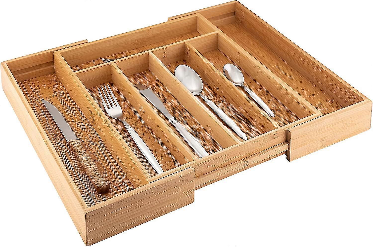 Sliding Cutlery Tray, Drawer Insert With 5 To 7 Compartments, Bamboo ...
