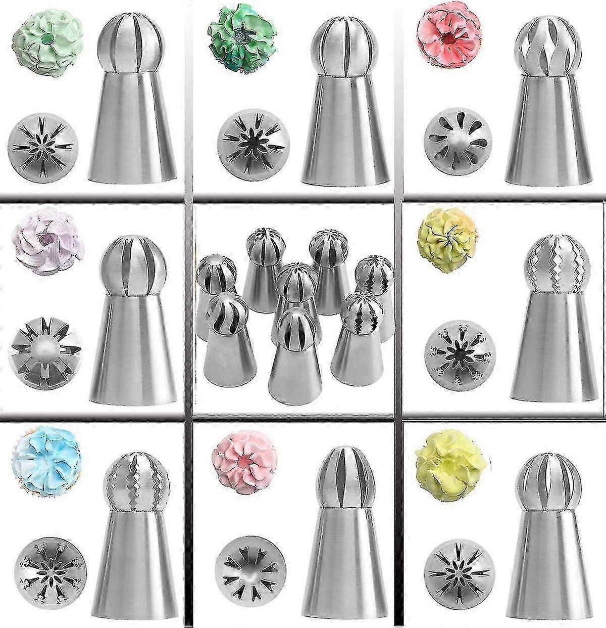 Round Piping Tips, Hsxxf 8pcs Russian Piping Tips Stainless Steel ...