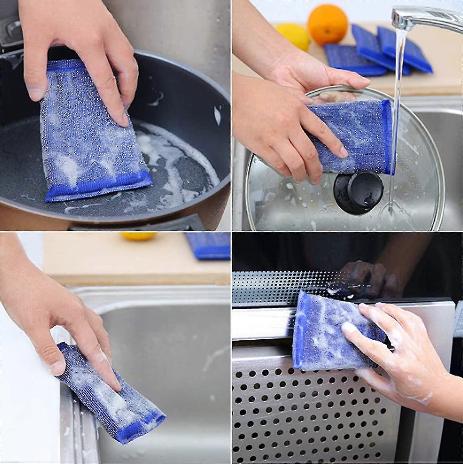 12 Piece Steel Scrub Sponges Dishwashing Sponges Multipurpose Heavy ...