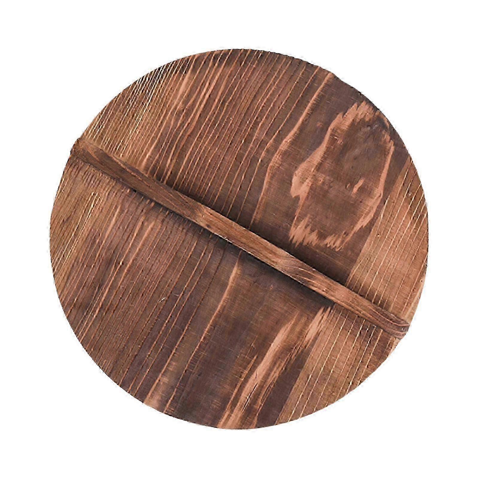 Thickened Round Wooden Drop Lid with Heat-Resistant Handle, Universal ...