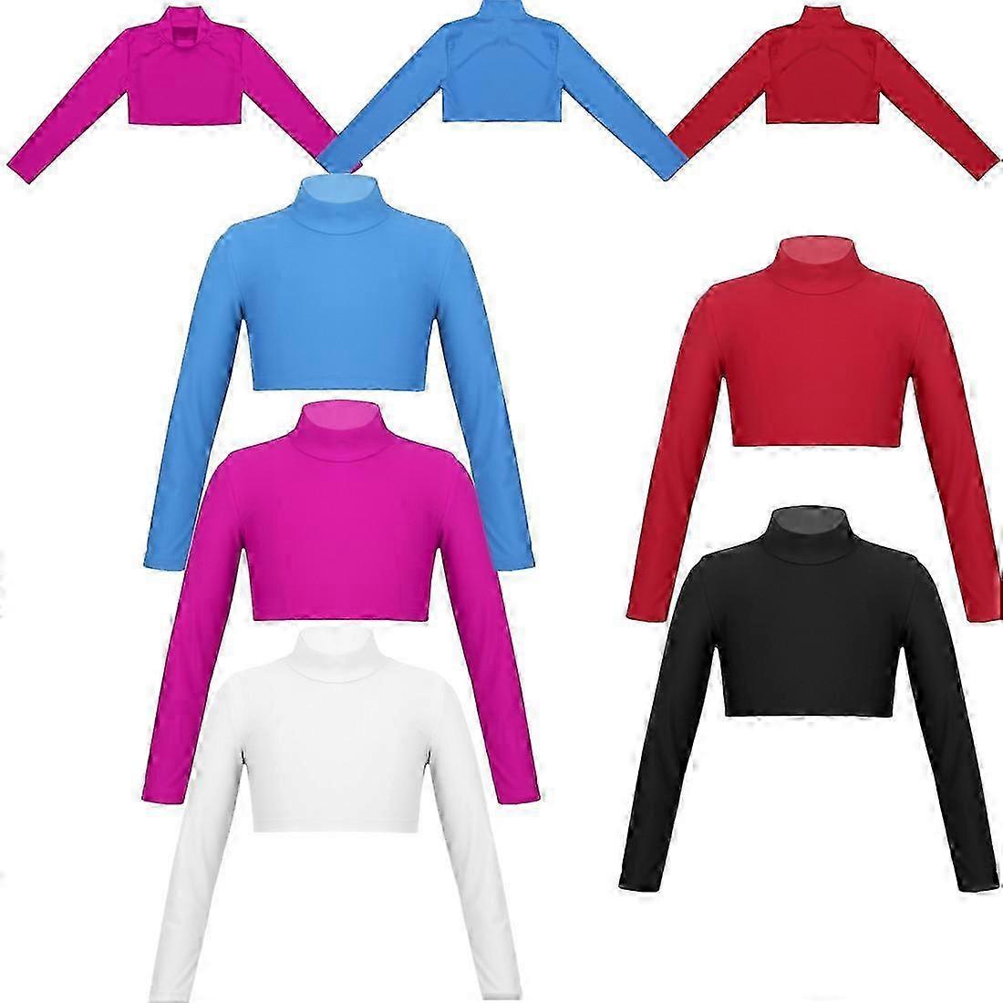 Little Girls Long Sleeve Mock Neck Ballet Gymnastic Crop Top Athletic T-Shirt for Yoga ...