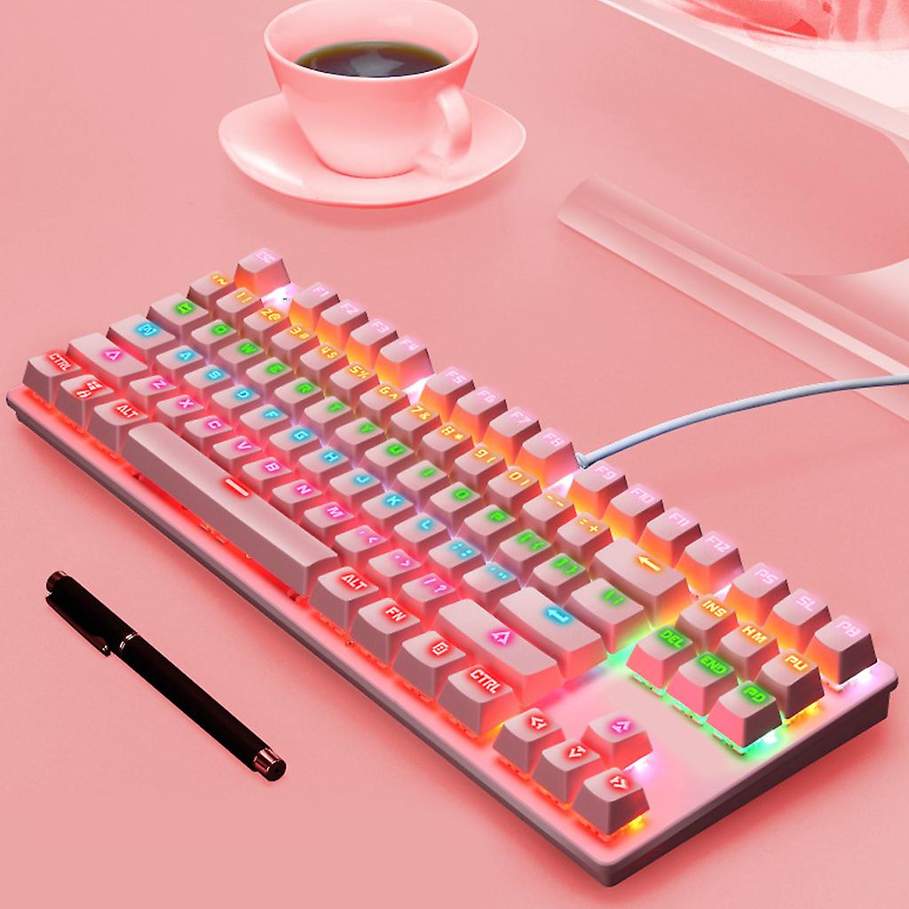 Mechanical Gaming Keyboard Rainbow LED Backlit, Slim Punk Keycaps, 87 ...