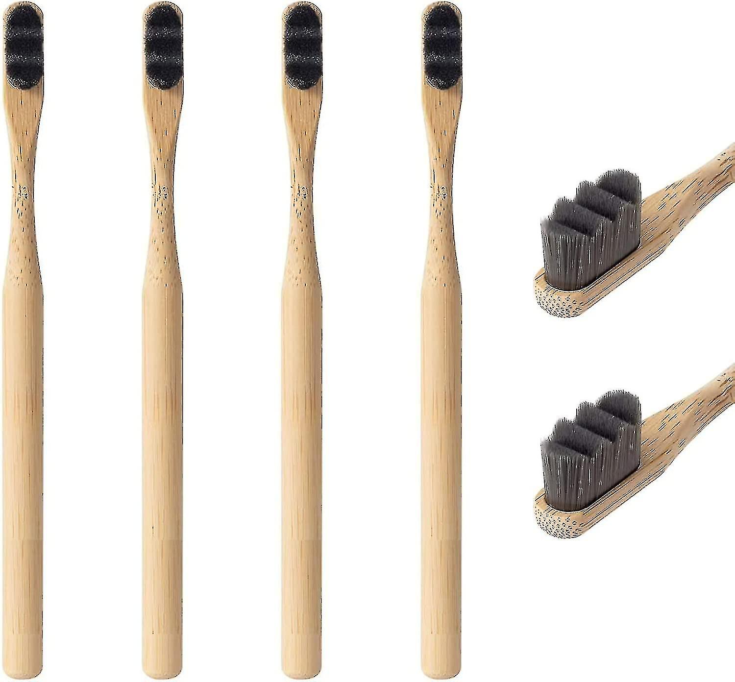 Nano Bamboo Toothbrush[set Of 4]20,000 Extra Soft Bristles,natural ...