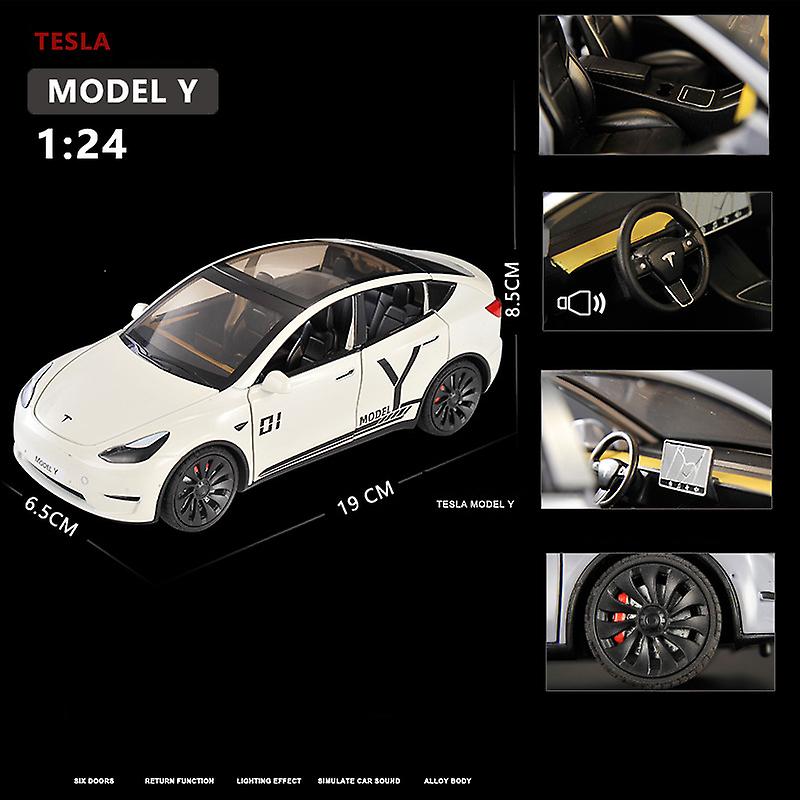 New 1:24 Tesla Model Y Model 3 With Charging Pile Alloy Car Die Cast ...