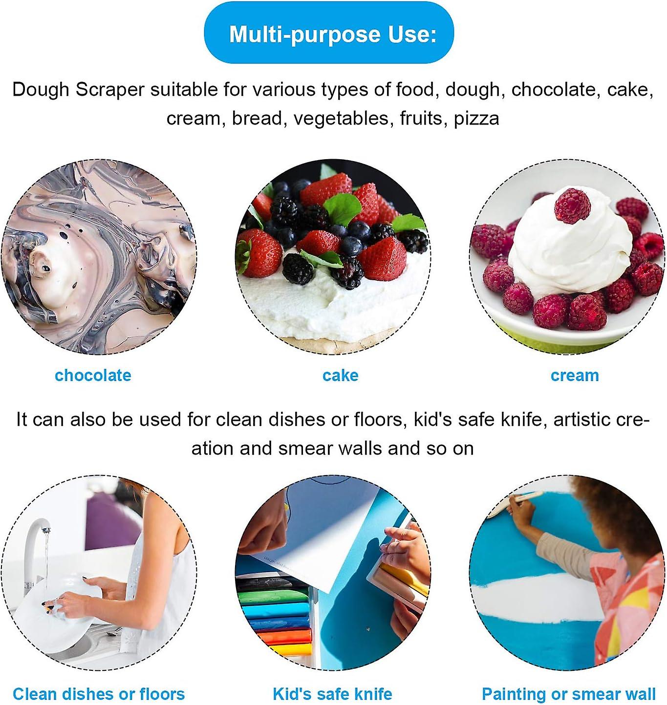 2 Pack Flexible Bowl Scraper Dough Scraper Spatula Multipurpose Curved ...