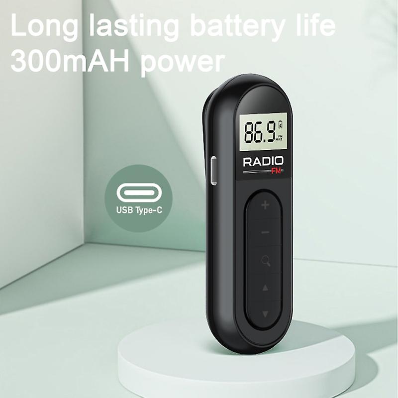 Portable Mini FM Radio Clip Design Clear Signal Low Distortion LCD ...