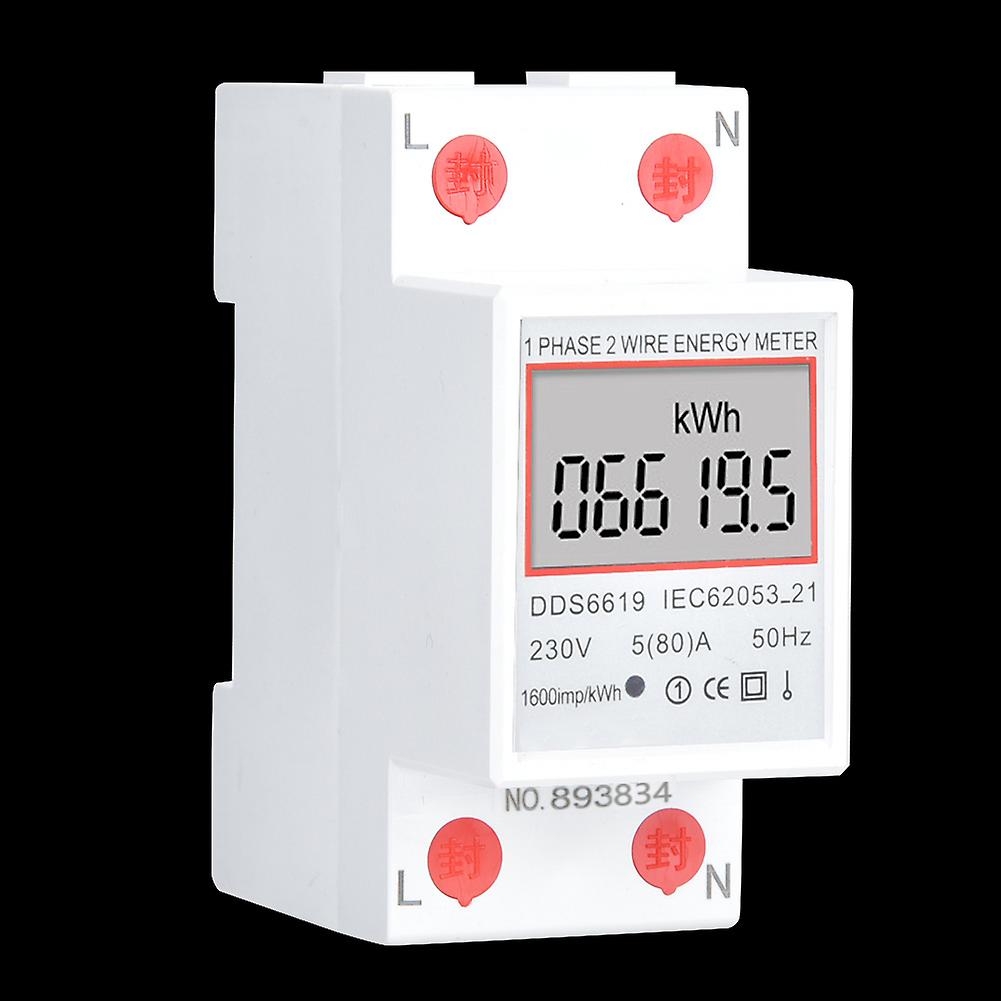 Intelligent Single Phase Electric Energy Meter 230V, DDS6619-005, 2p Din Rail Power Meter ...