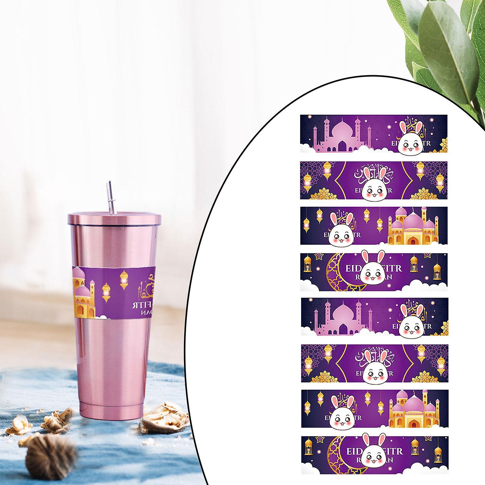 8 Pieces Eid Mubarak Water Bottle Stickers Ramadan Islamic Decorative ...