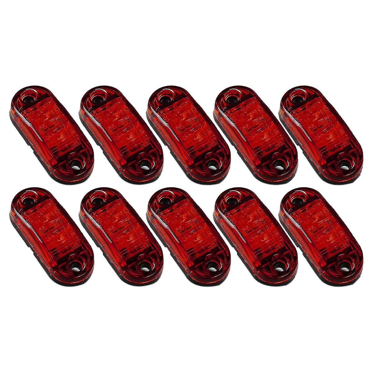 10x Red Led 2.5inch 2 Diode Light Oval Clearance Trailer Truck Side ...