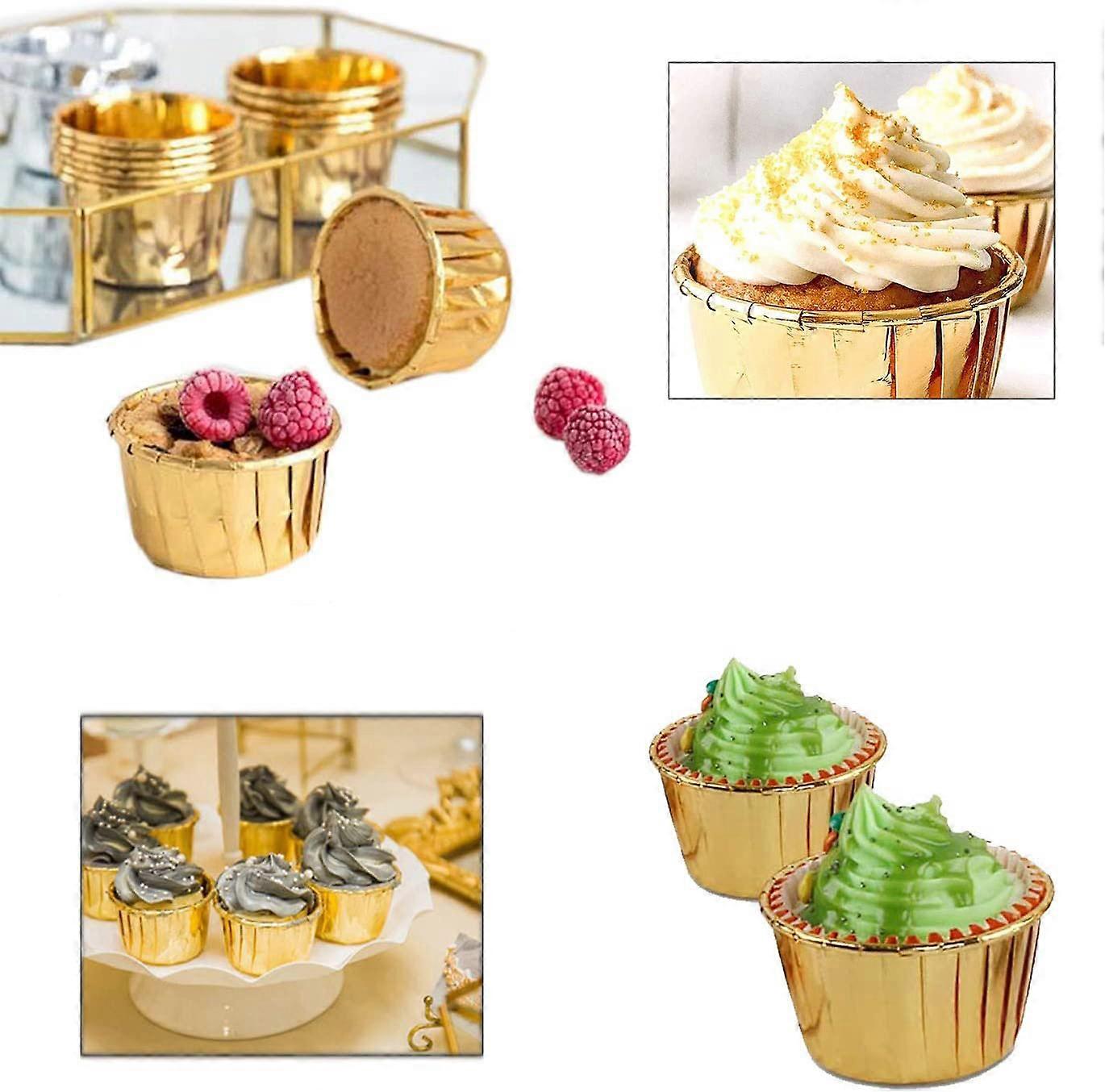 Pack of 50 muffin tins gold, mini muffins paper cups | Fruugo UK