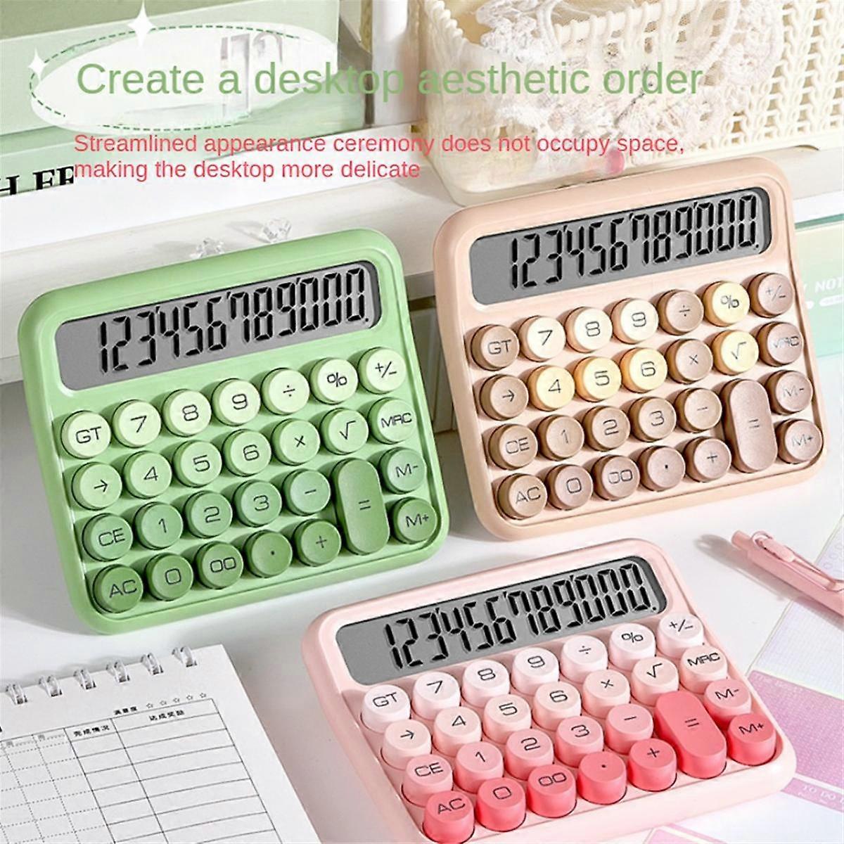 Desktop 12 Digit Cute Calculator, Mechanical Switch Design, Large LCD Display Big Button ...