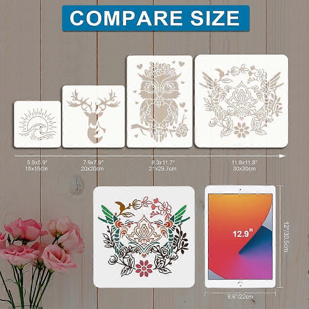 3pcs Witch Stencils 11.811.8inch Witch on a Broom Stencil Template with Paint Brush Tomb Bat ...