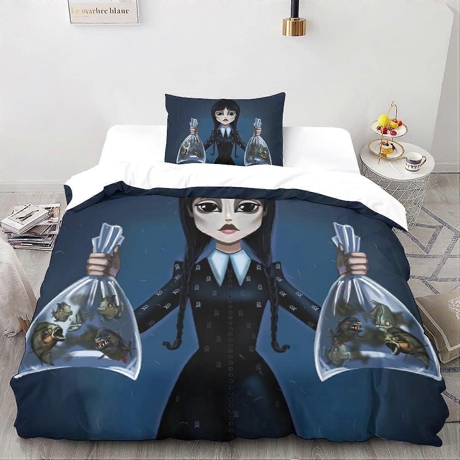 Children's Bedding Set - Wednesday Addams Pattern Soft Microfiber Duvet ...