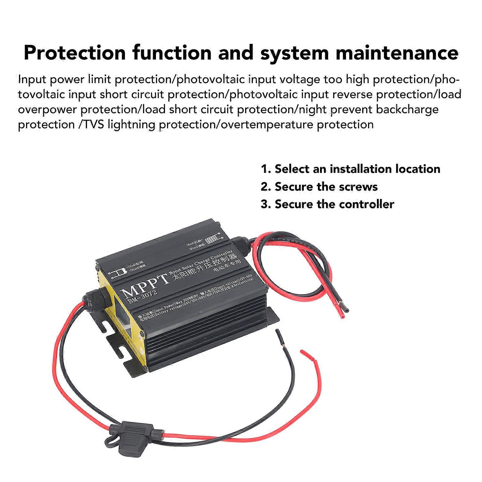 Boost MPPT Solar Charge Controller 16A 12V~50V 300W for 24V 36V 48V 60V ...