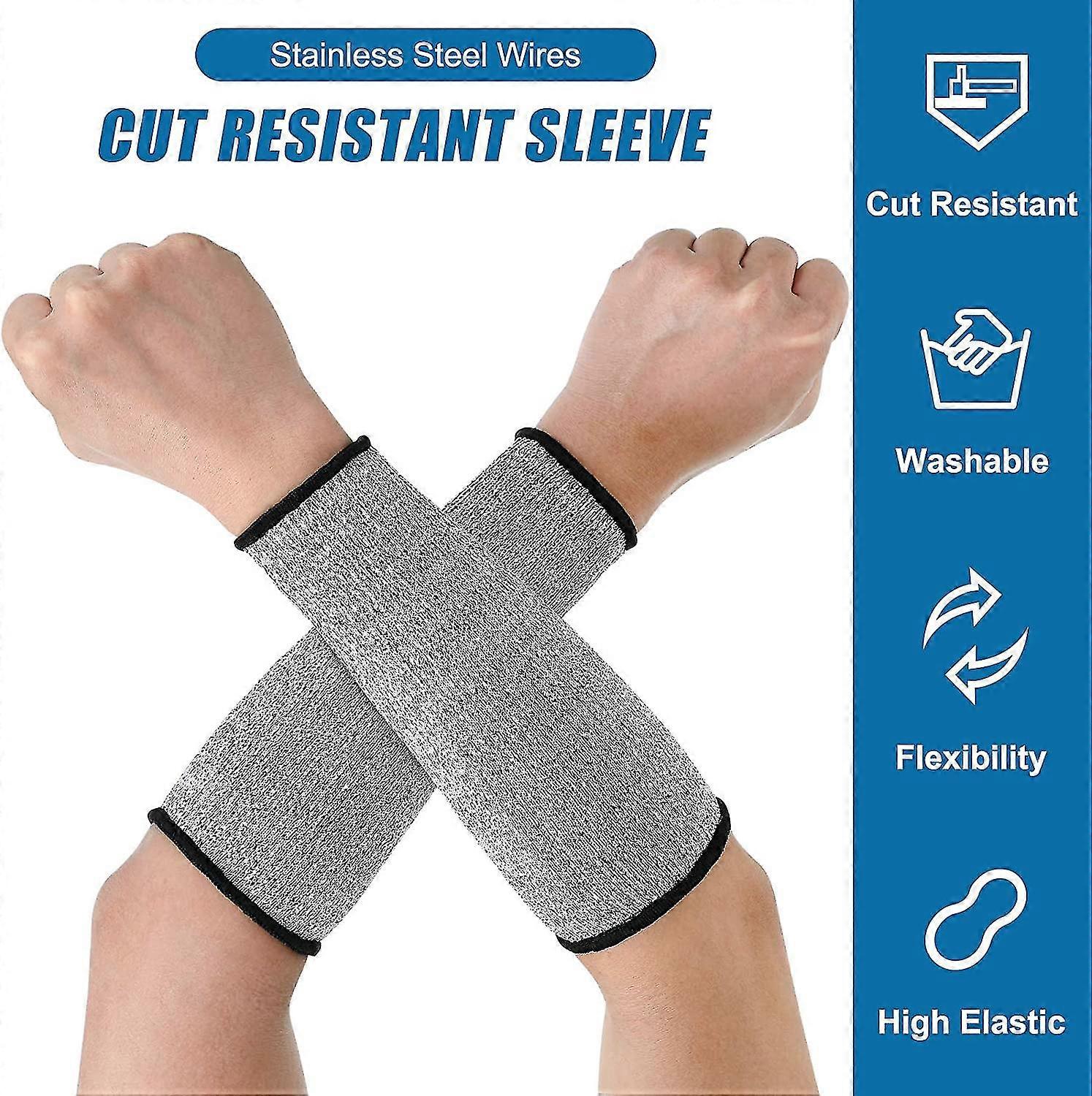 2 Pairs Cut Resistant Sleeve Arm Protection Sleeves Level 5 Protection Safety Protective Sleeves ...