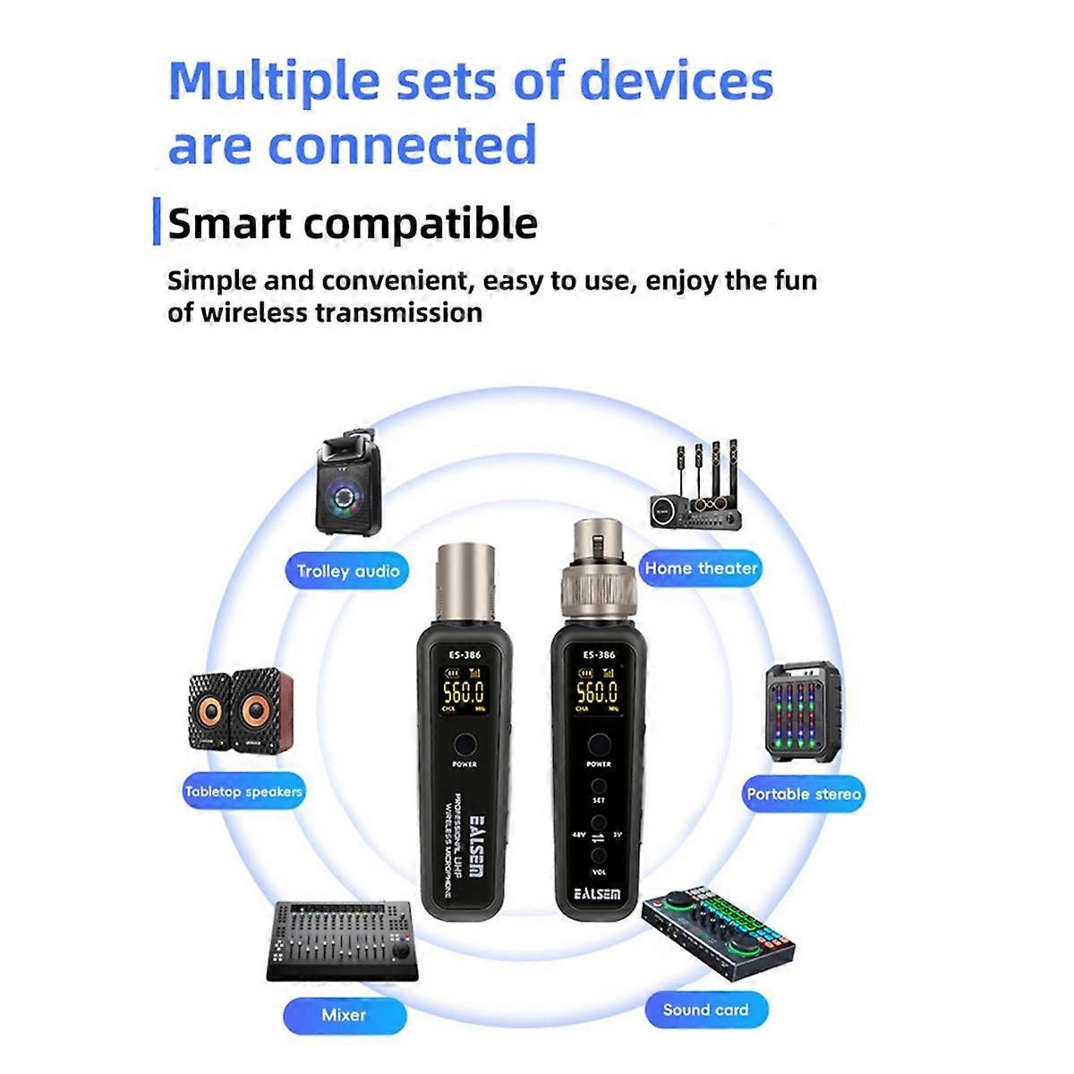 UHF Wireless Microphone Converter XLR Transmitter Receiver Microphone ...