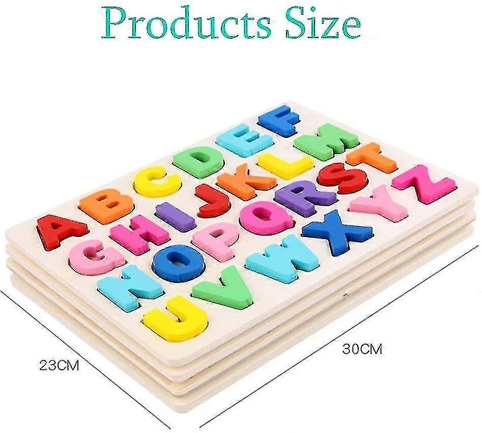 Wooden Alphabet Puzzle Abc Jigsaws Chunky Letters Early Learning Toys ...