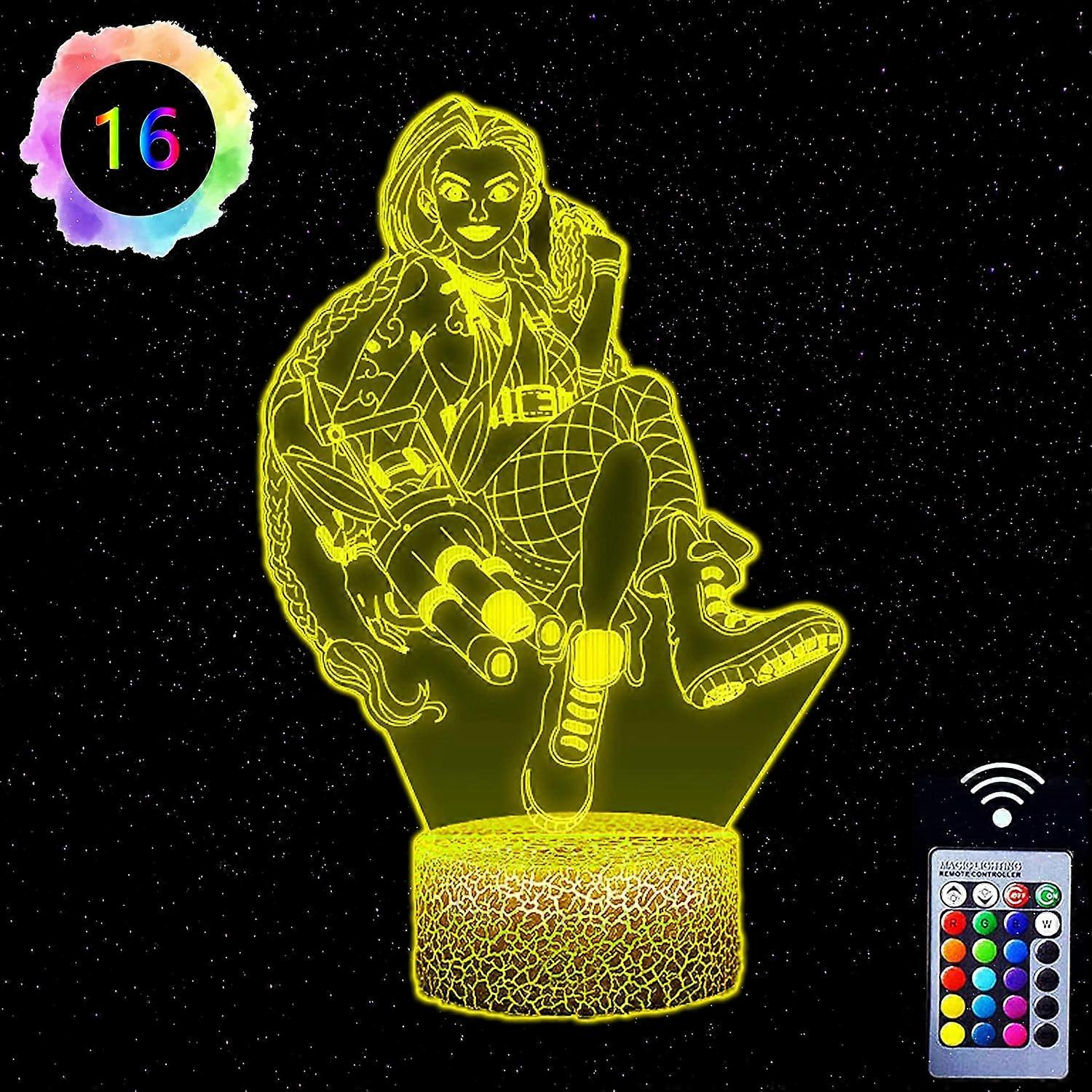 SBSG Boys Night Light Jinx Arcane 3D Optical Illusion Lamp 16 Colors ...