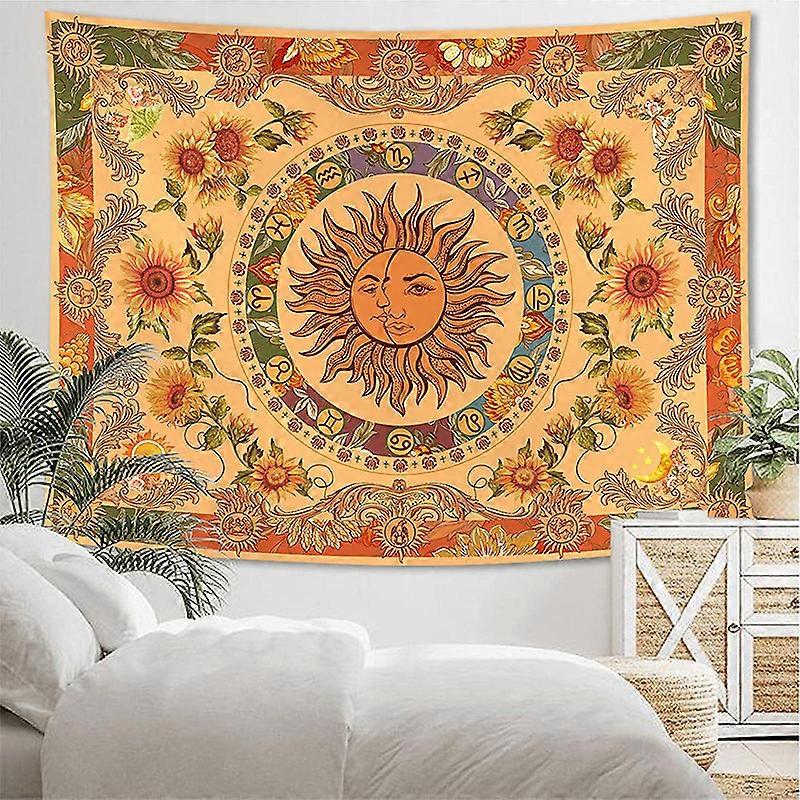 Yellow Sun and Moon Tapestry Vintage Indie Boho Tapestry Wall Hanging ...