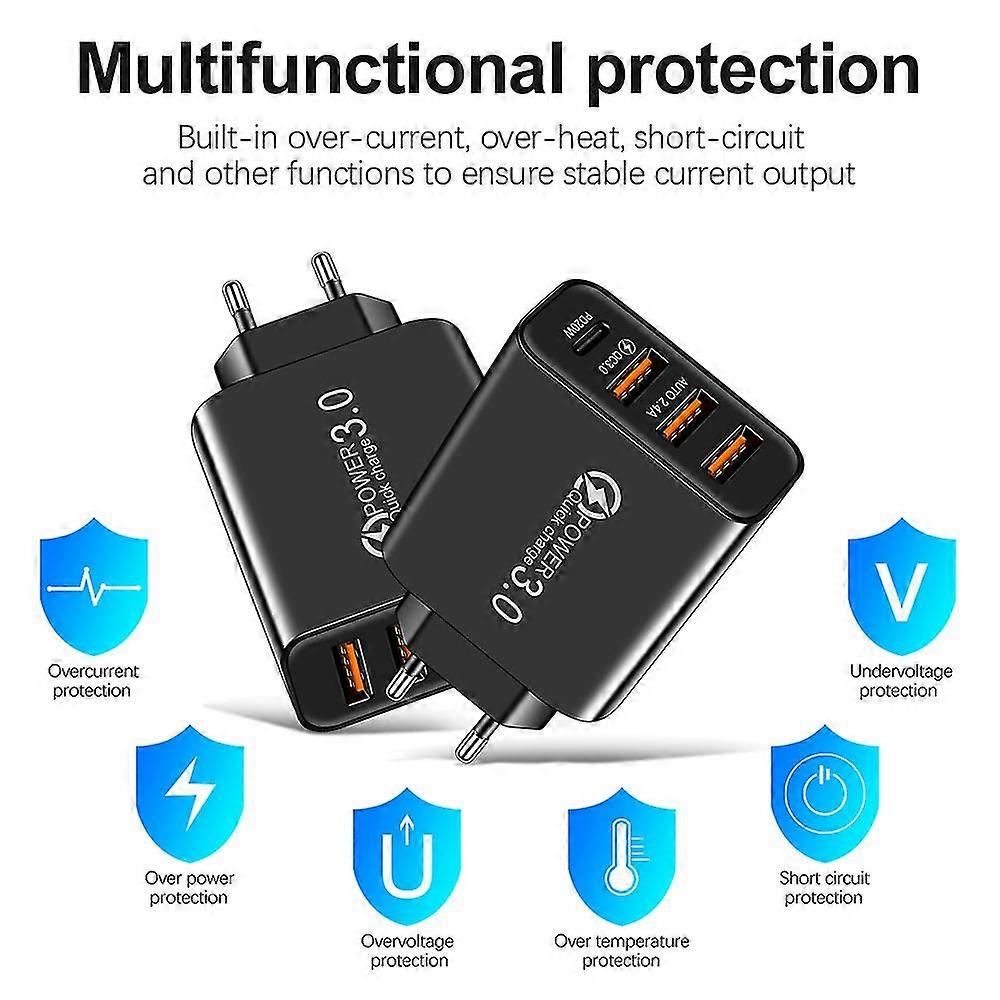 New Fast Charging Us Standard Euro Standard Charger 3usb+ Type-c Mobile ...