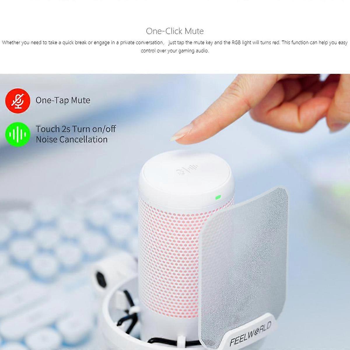 FEELWORLD VM1 USB Condenser Gaming Microphone for Streaming Noise ...