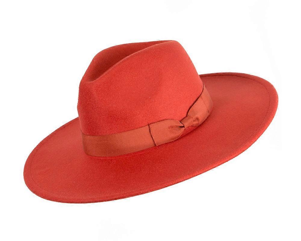 Burnt Orange wide brim fedora hat | Fruugo IE
