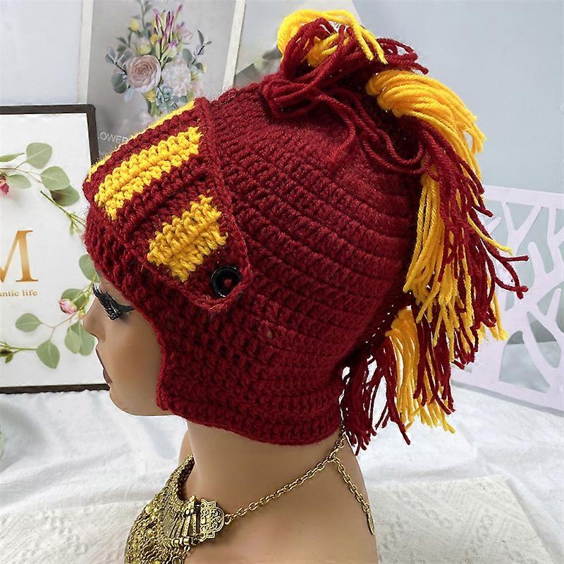 Spartan Helmet Knight Crochet Hat Knitted Hat Ski Funny Face Cover Warm ...