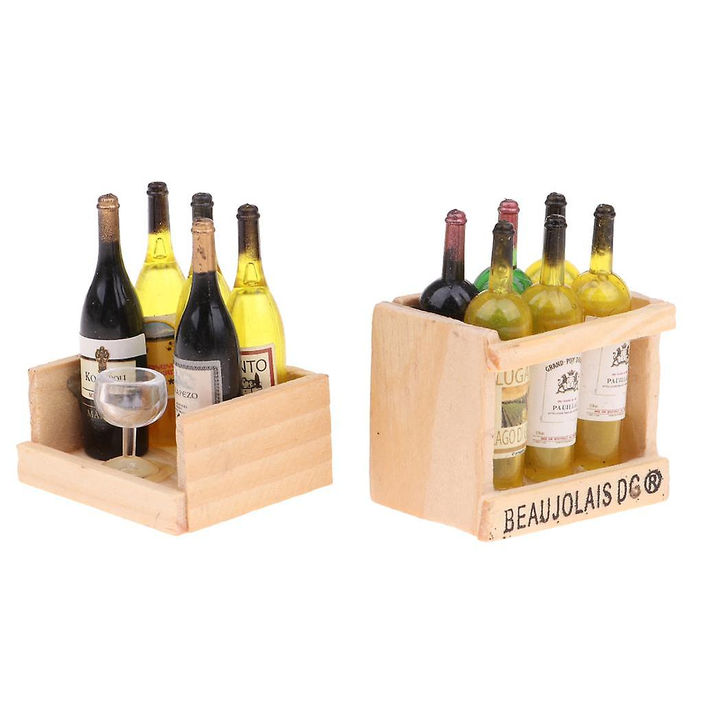 Miniature Wine Juice Bottles Cup Wood Rack 1:12 Dollhouse | Fruugo UK