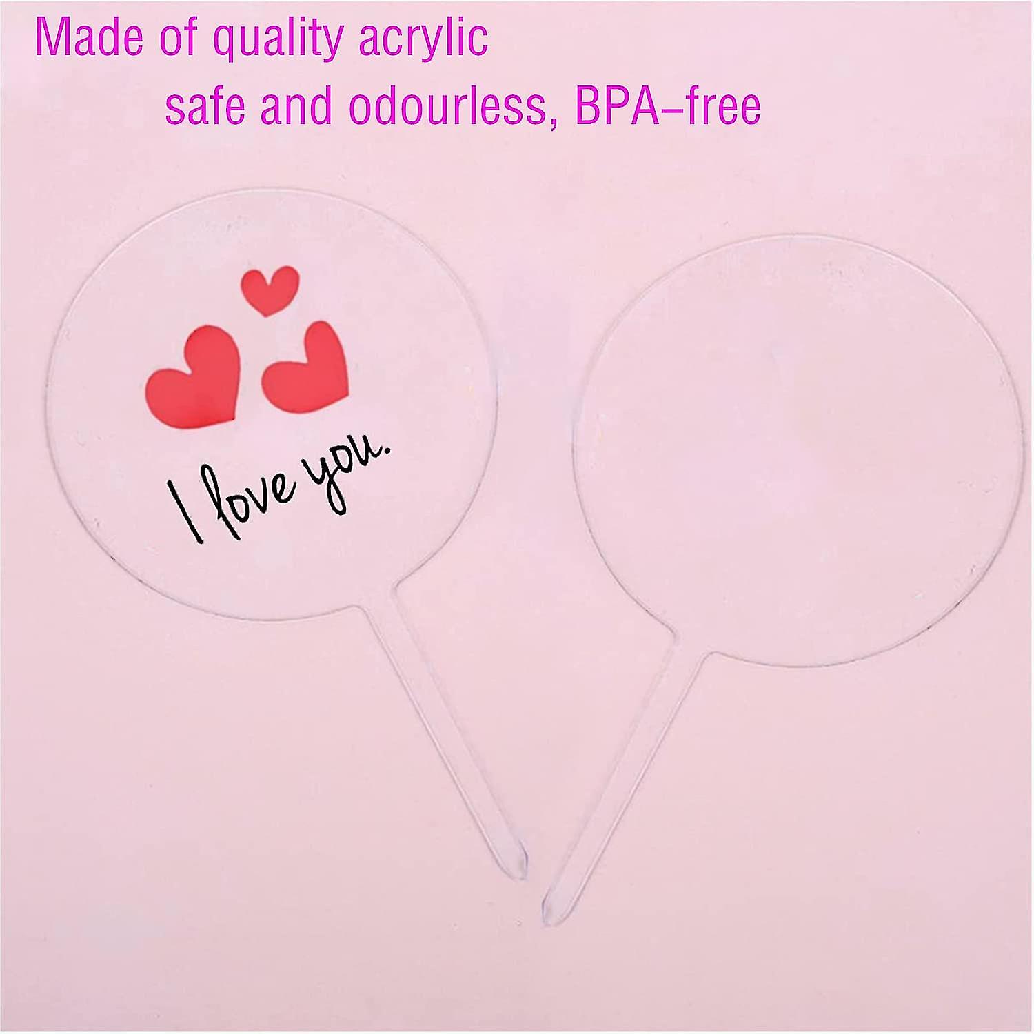 10 Pcs Acrylic Cake Toppers Blank Clear Cake Toppers Diy Craft Round ...