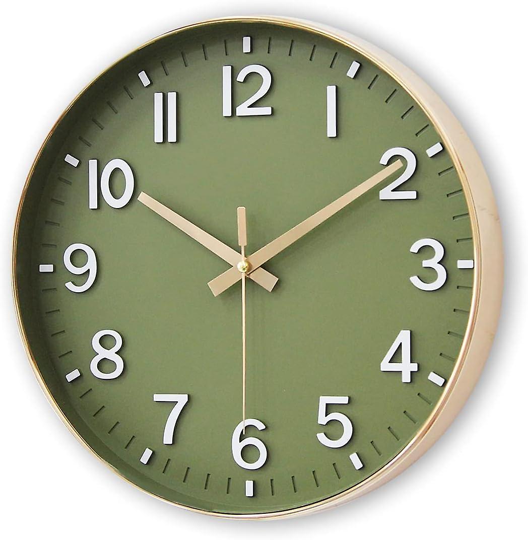 12" Silent Non-Tick Wall Clock, Olive Green | Fruugo UK