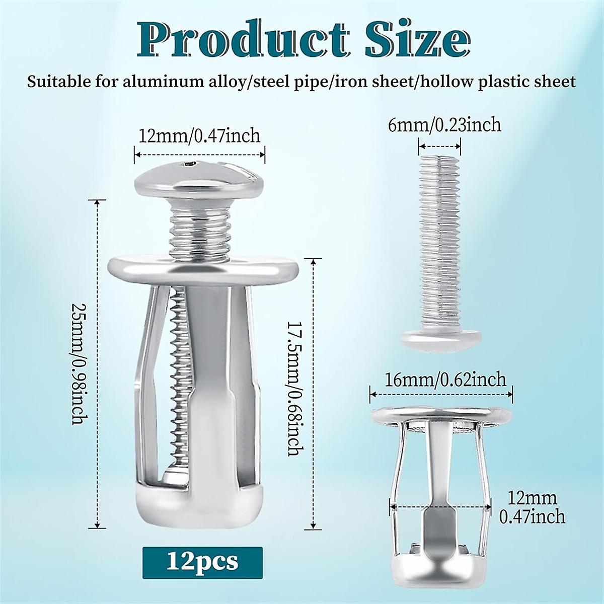 12 PCS Hollow Door Anchor Screws Set Hollow Metal Cavity Fixing M6 Jack ...