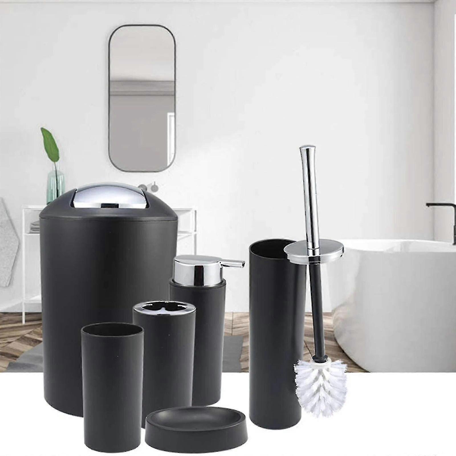 2023 6x 6 Piece Bathroom Accessory Set, Toilet Brush, Waste Bin, Soap ...