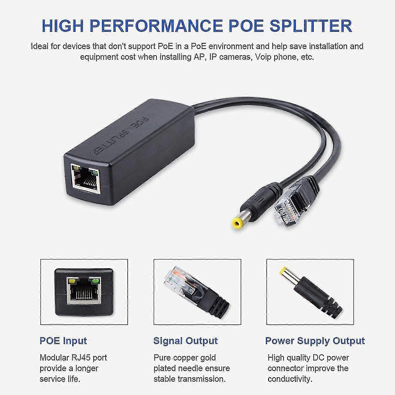 3pcs Poe Splitter 48v To 12v Poe Connectors Splitter Extender Injector ...