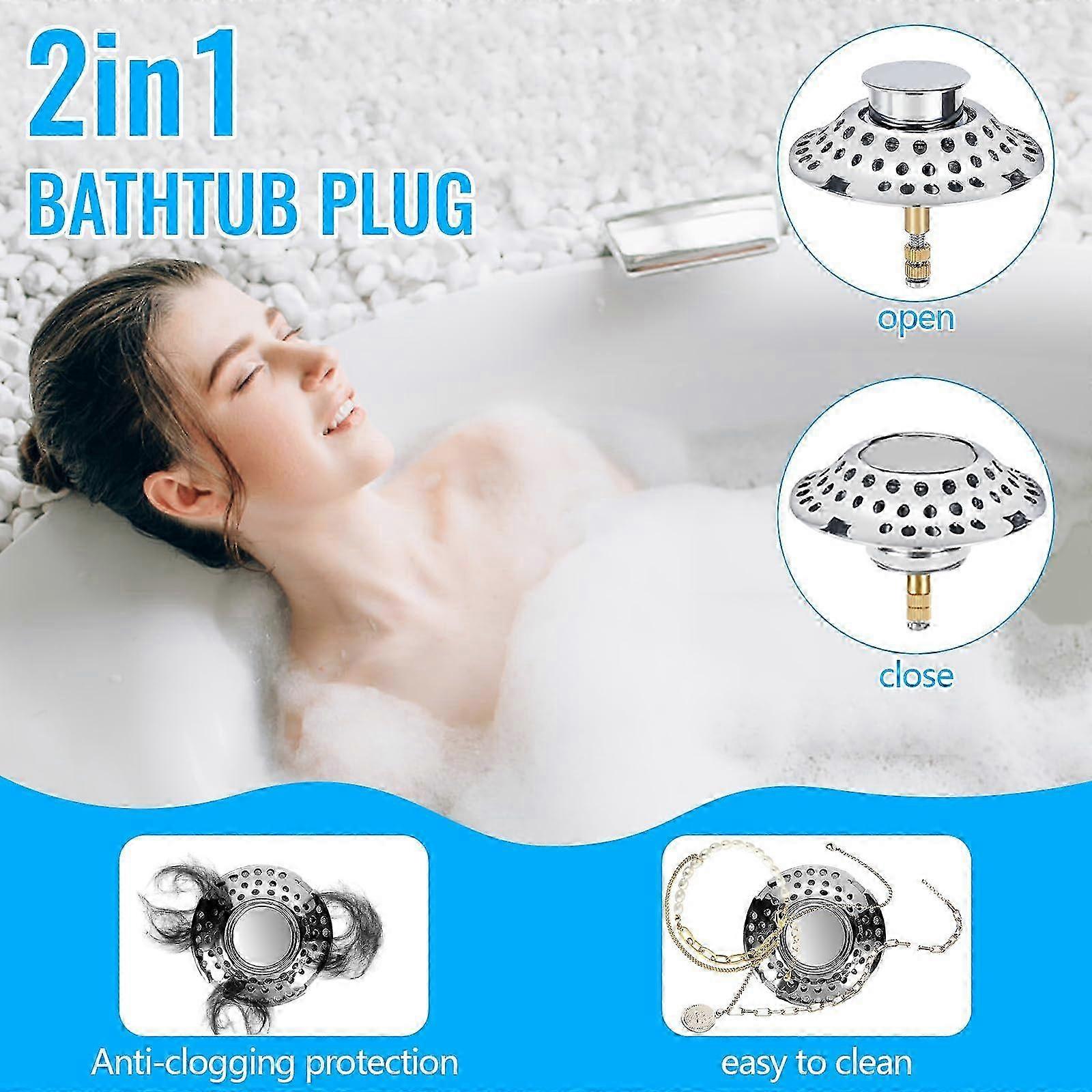 2-in-1 Bath Plug with Hair Strainer, with Filtration Design, Drain ...