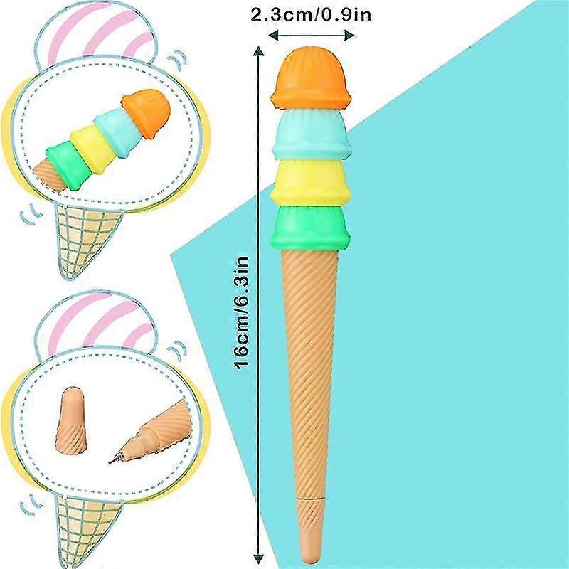 24 Pack Ice Cream Pens Various Colors Cute Kids Pen Holder Ice Cream ...