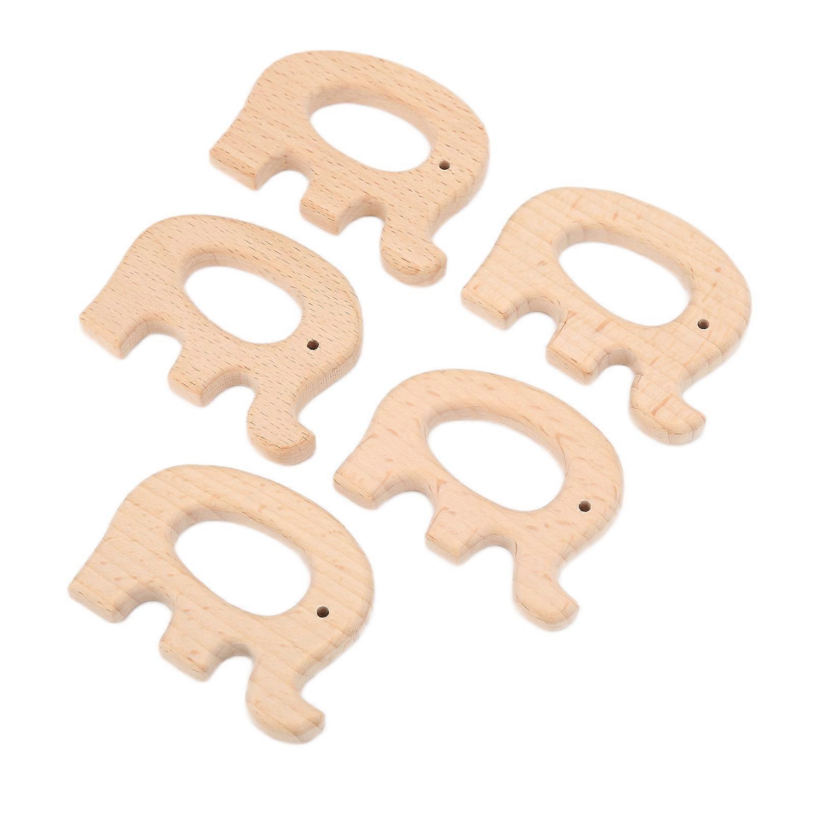 5Pcs Wooden Teether Toys Natural Beech Sturdy Durable Impact Resistance ...
