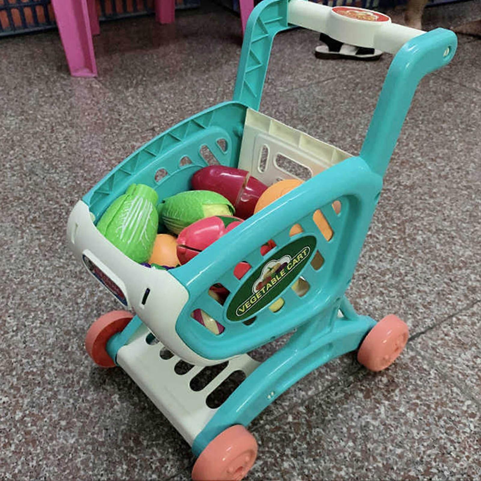 Kids Grocery Cart Play Set Fruit Vegetables Food Items Educational ...