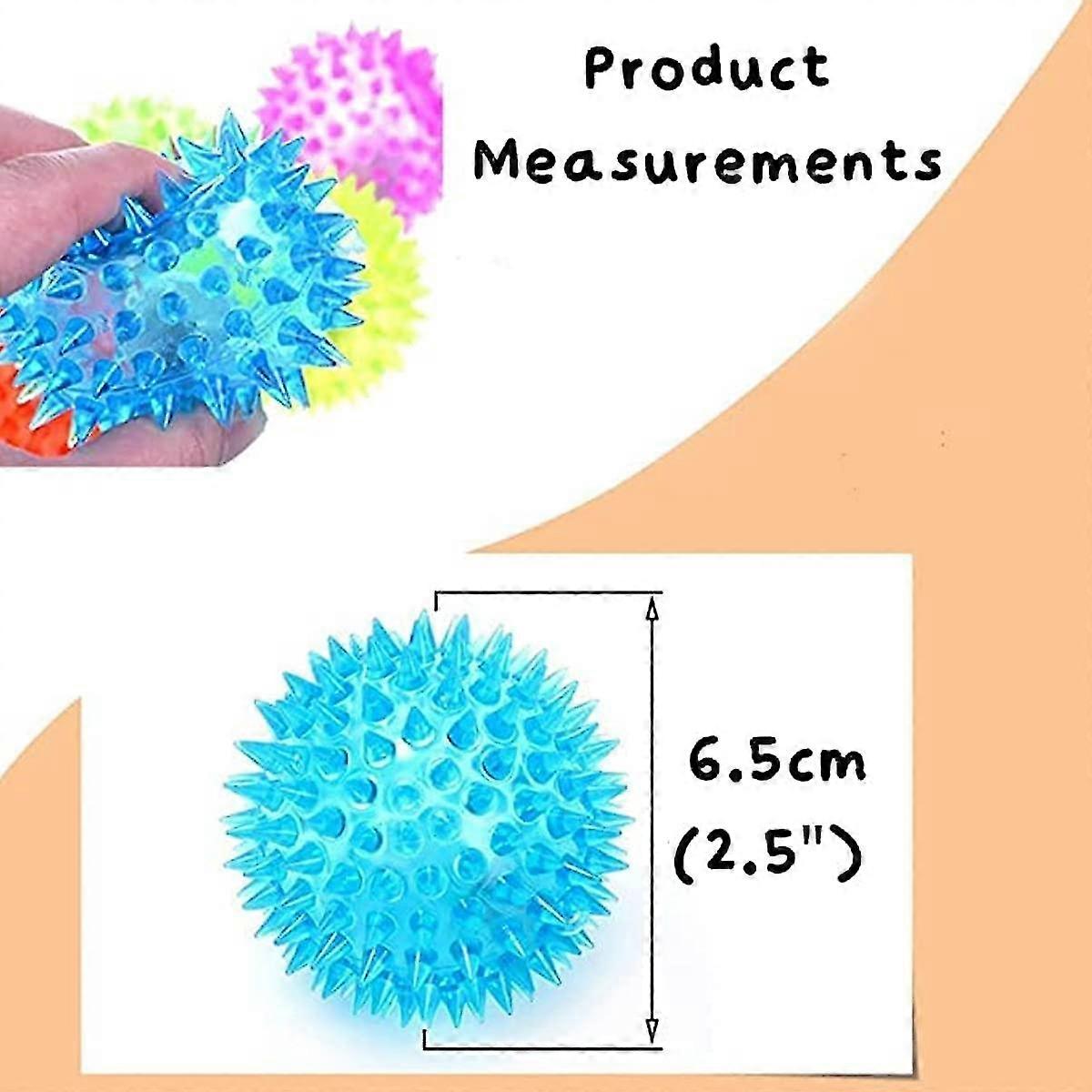 6 Large Spiky 6.5cm Led Flashing Bouncy Disco Balls With Light, Squishy ...
