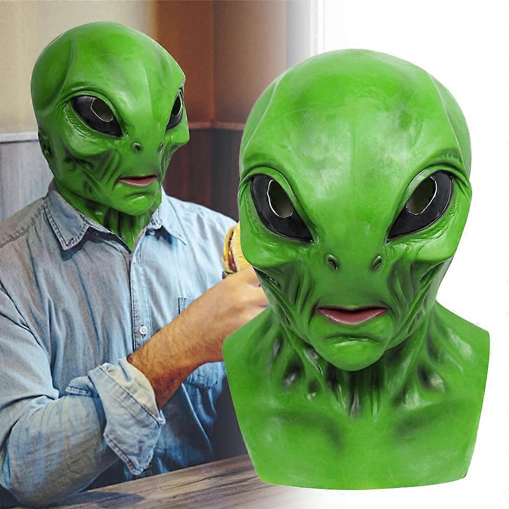 2024 Halloween Scary Green Alien Mask Funny Novelty Full Head Latex ...