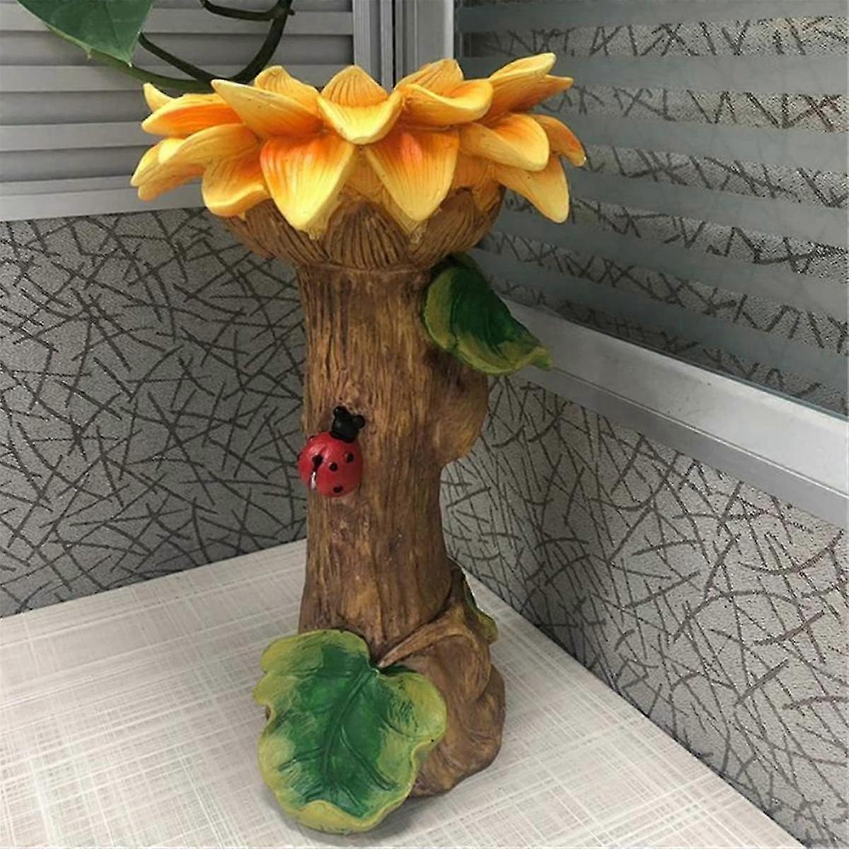 Polyresin Sunflower Bird Bath Pedestal,Handmade Sunflower Gifts for ...