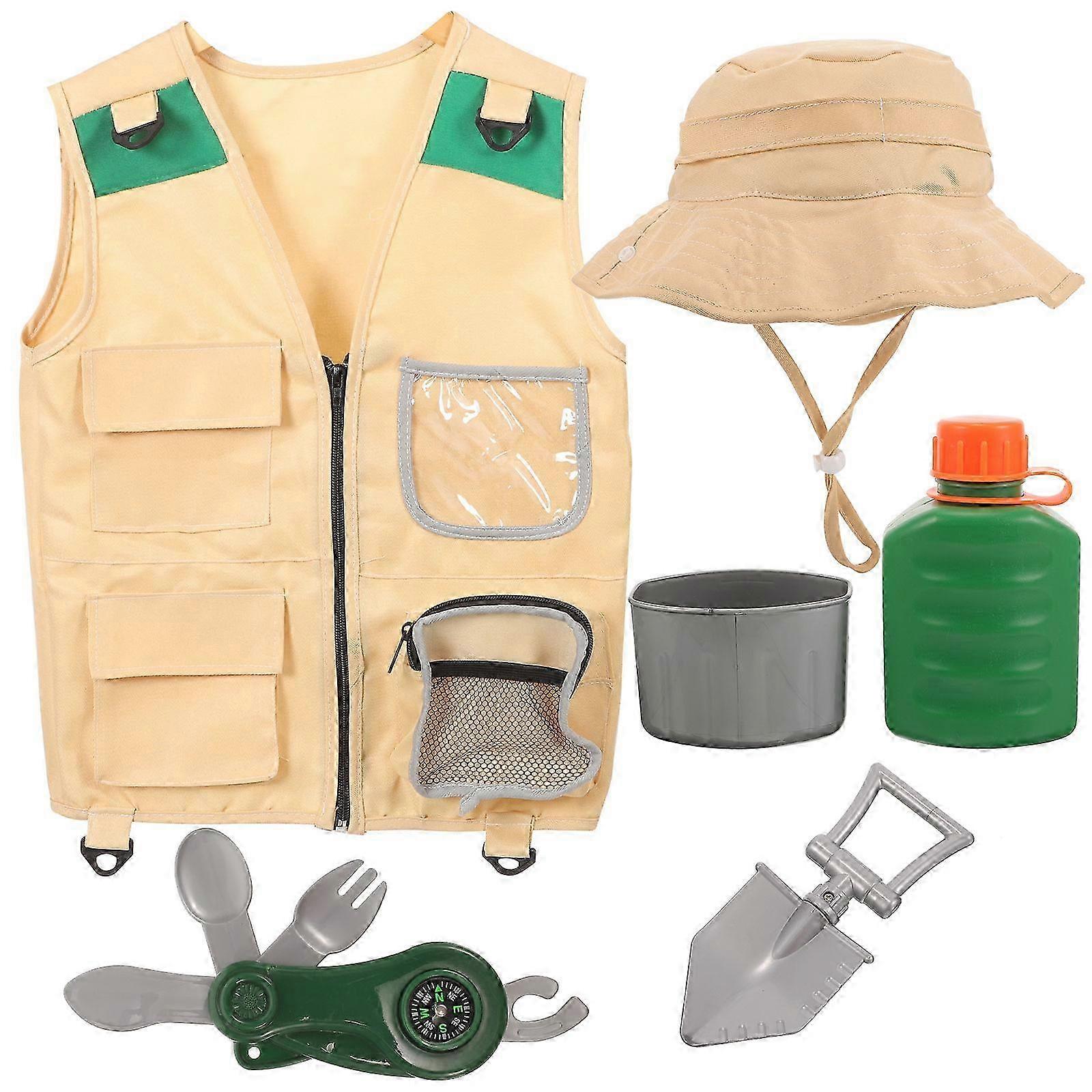 1 Set of Kids Explorer Kit Vest Hat Shovel Kettle Compass Kit Kids ...