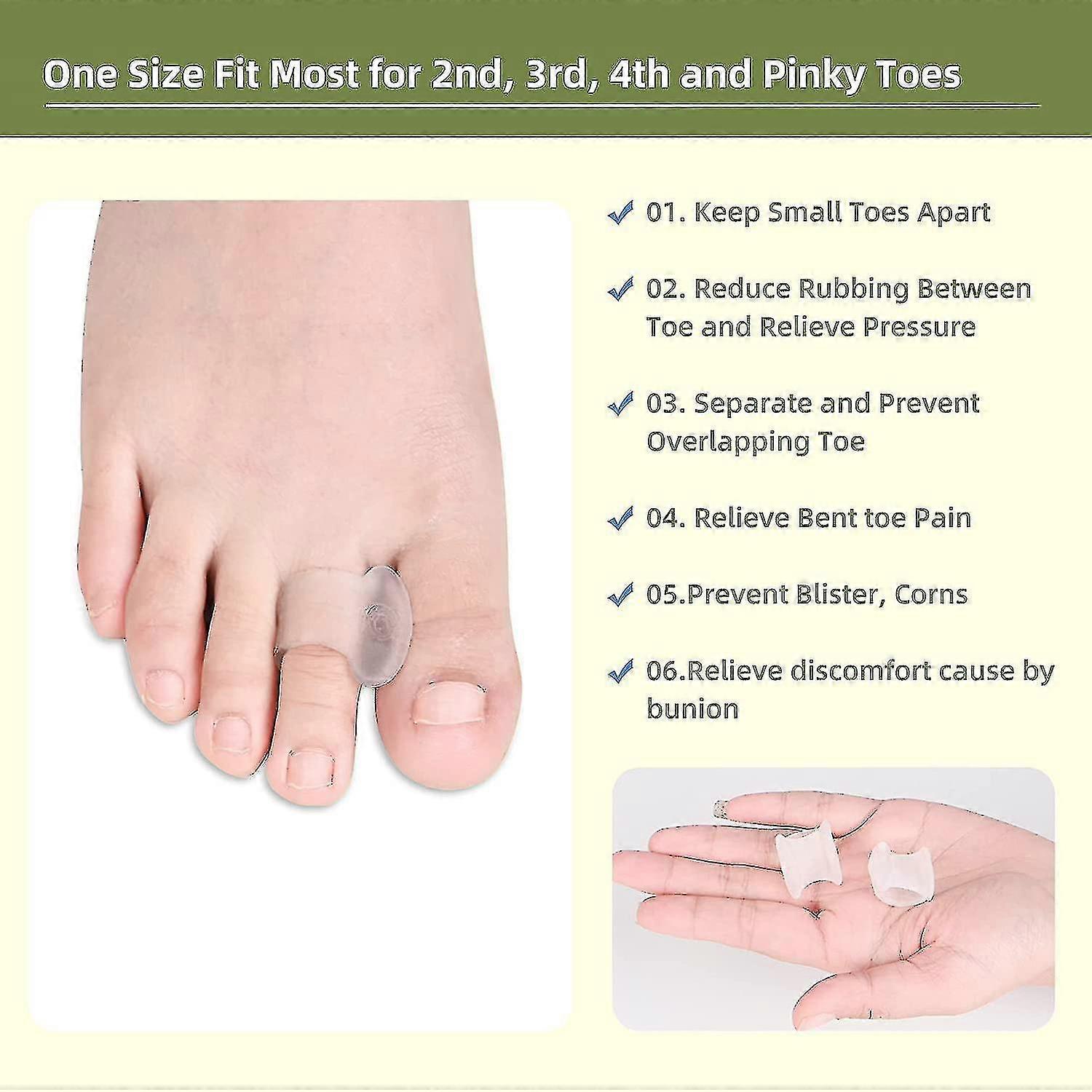 Gel Toe Separators,10 Pack Pinky Toe Spacers For Overlapping Toes, Bunions, Big Toe Alignment ...