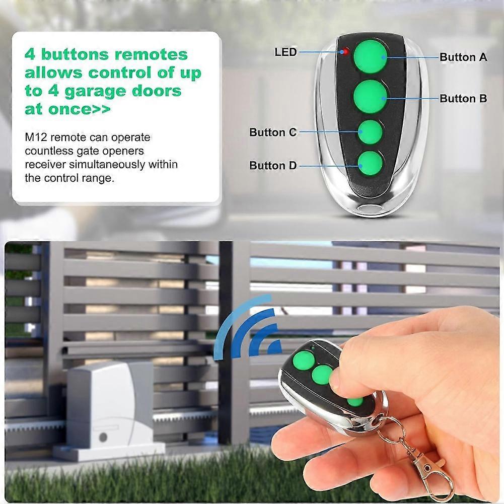3Pcs M12 Remote Control Transmitter 433.92MHz ,4-Button for Automatic Swing Sliding Gate,for ...