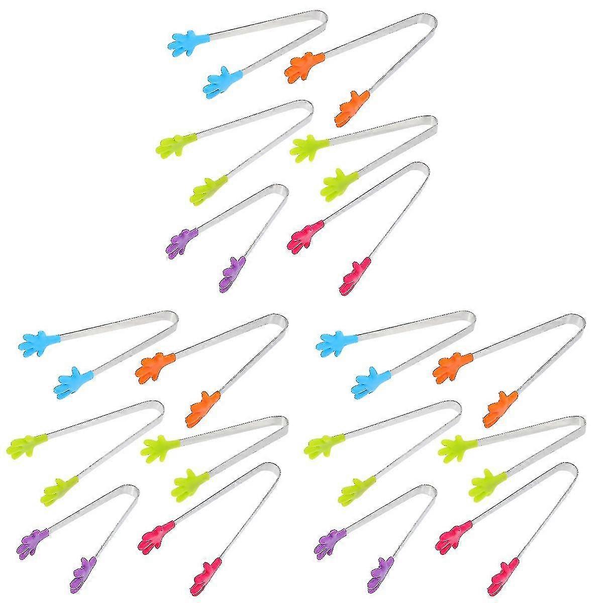 18 Pcs Adorable Kids Food Tongs Stainless Steel Silicone Sugar Tongs ...