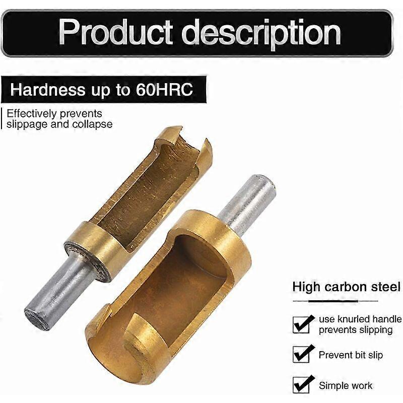 4 x Titanium Coated Wood Plugs - Thumb Drill Bit Set - Dowel Set 1/4 3/ ...