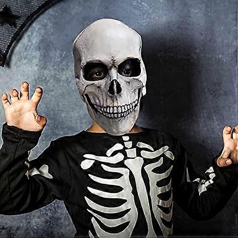 Full Head Skull Mask Helmet with Movable Jaw 3D Creepy Full Head Skull ...