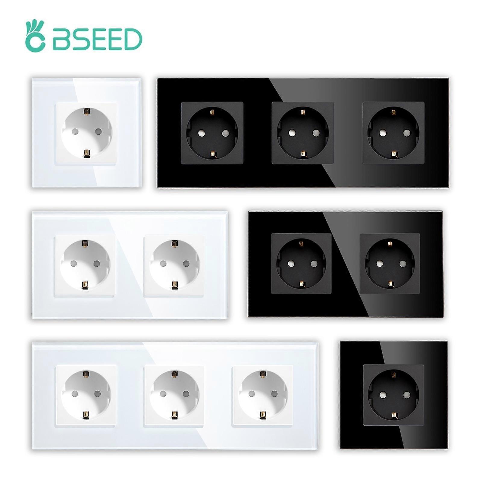 BSEED EU Standard Single Wall Socket Double Glass Sockets Triple Power ...