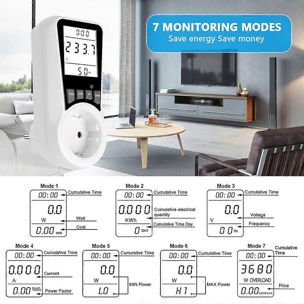 Electricity Consumption Meter, Wattmeter 3680W Max Electricity Meter ...